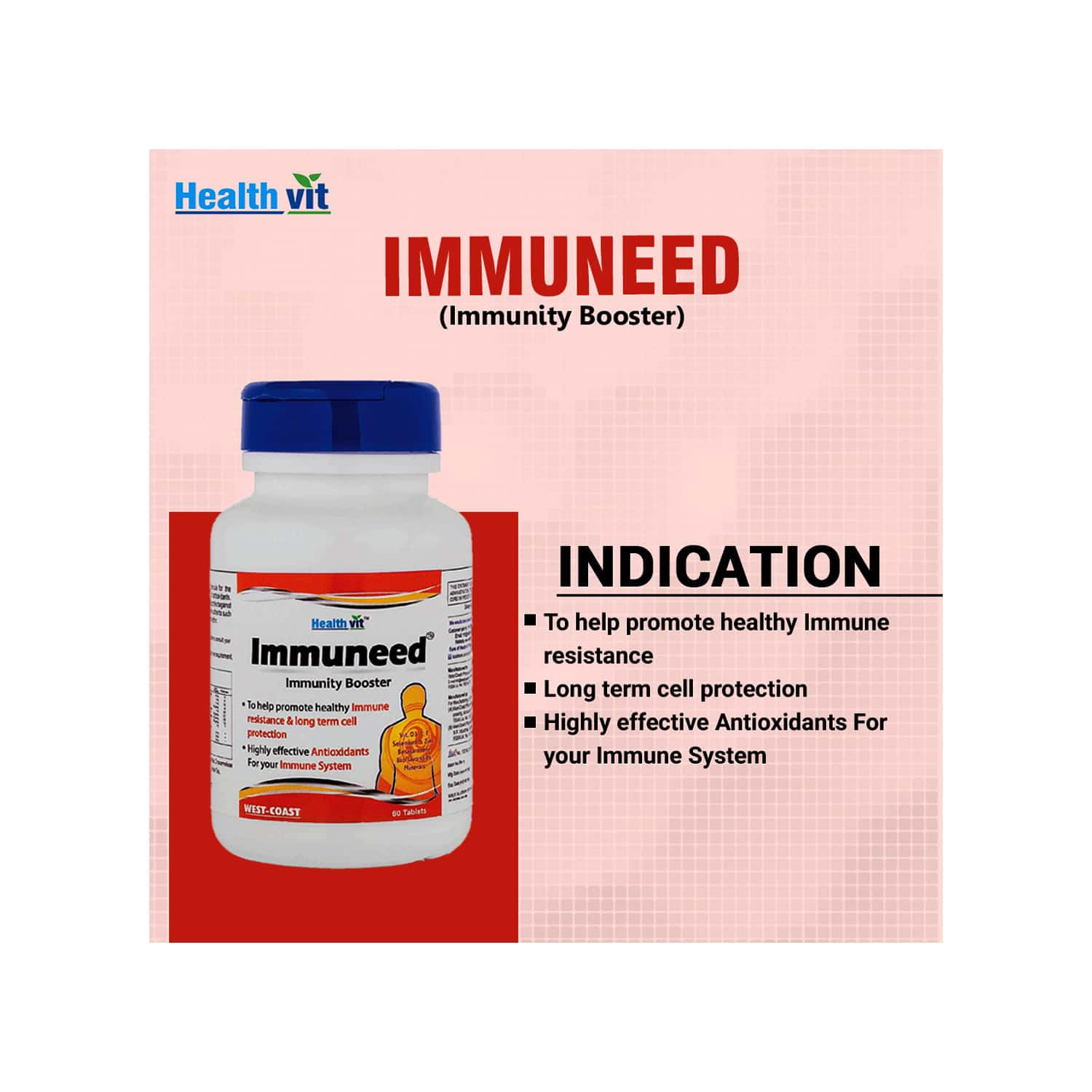 Buy Healthvit Immuneed Immunity Booster ( Vit. D3,C,E,Selenium & Zinc ...