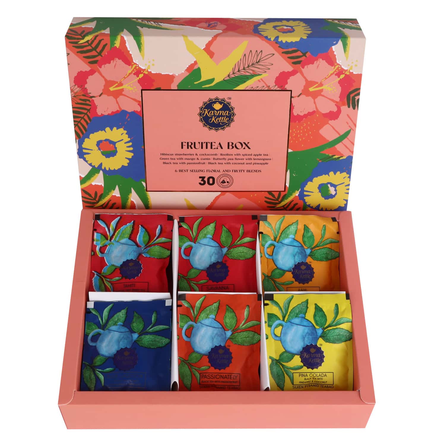 Buy KARMA KETTLE FRUITEA GIFT BOX HERBAL TEA - 30 PYRAMID TEABAGS ...