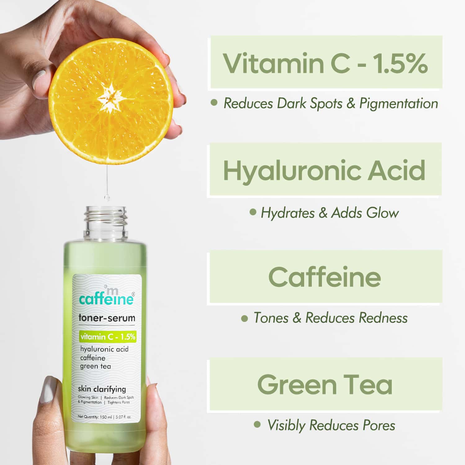 Buy MCAFFEINE TONER SERUM- VITAMIN C 1.5% & GREEN TEA Online & Get Upto ...