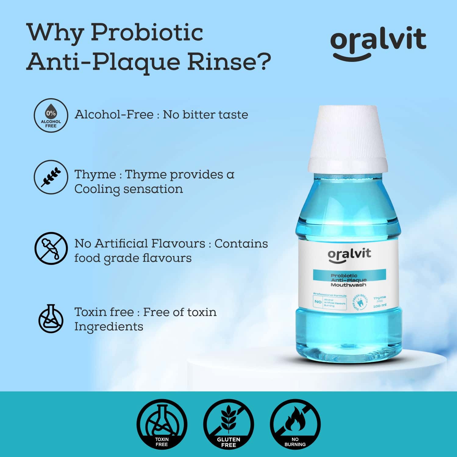 Buy ORALVIT PROBIOTIC ANTI-PLAQUE MOUTHWASH WITH MILD THYME | FIGHTS ...