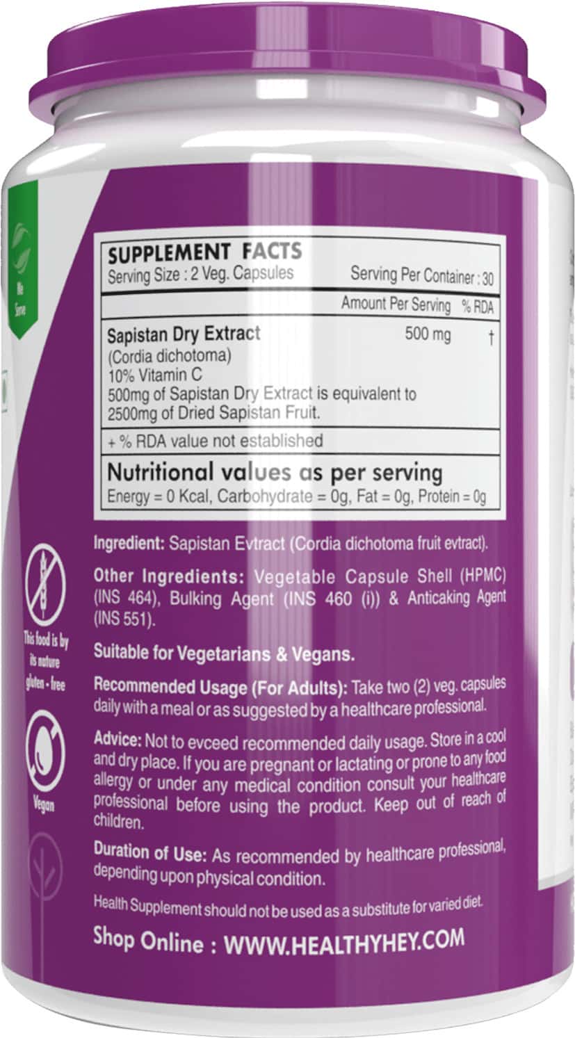 Buy HEALTHYHEY NUTRITION SAPISTAN DRY EXTRACT 5:1 60 VEGETABLE CAPSULES ...