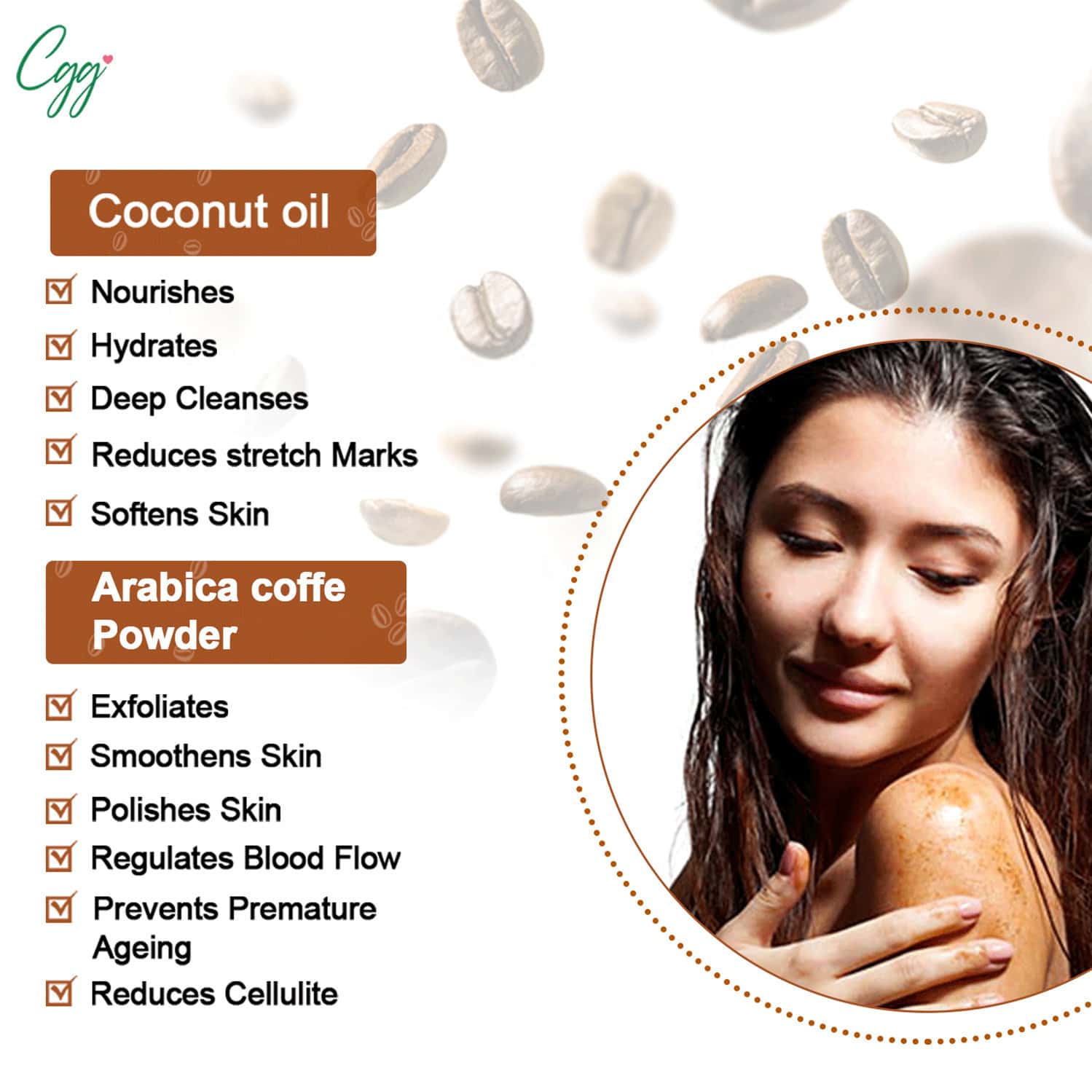 Buy CGG COSMETICS COFFEE BEANS GEL EXFOLIATING BODY SCRUB FOR TANNED ...