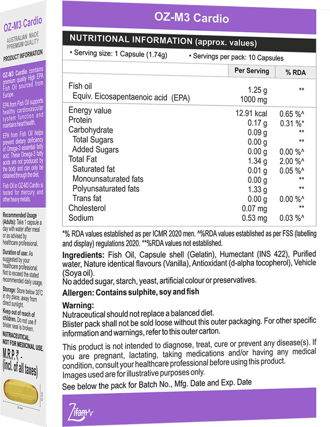 Buy OZ-M3 CARDIO STRIP OF 10 CAPSULES Online & Get Upto 60% OFF at ...