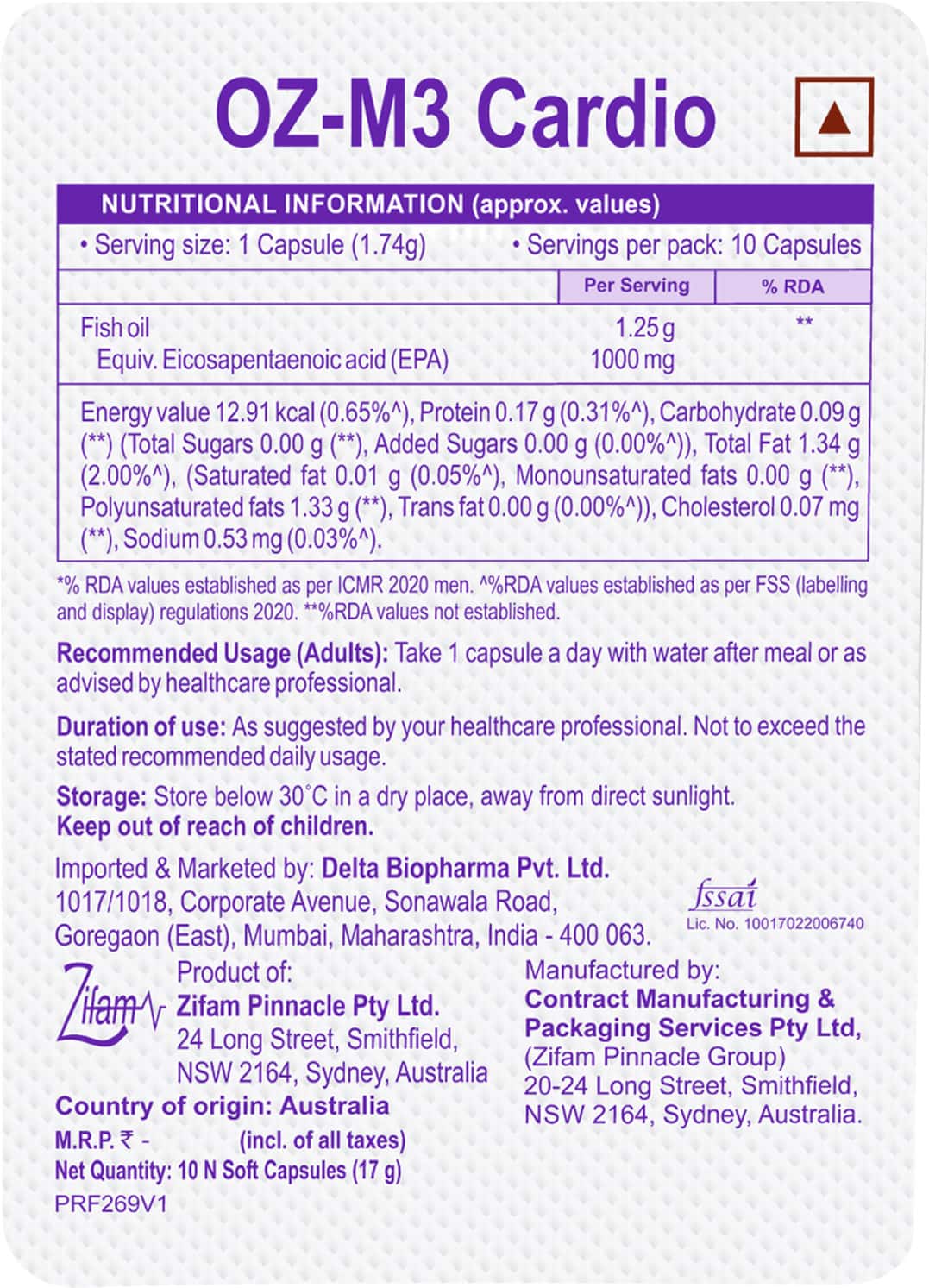 Buy OZ-M3 CARDIO STRIP OF 10 CAPSULES Online & Get Upto 60% OFF at ...