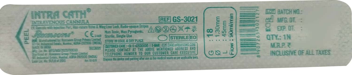 Buy INTRACATH -2 SIZE G 18 PACK OF 1 Online & Get Upto 60% OFF at PharmEasy