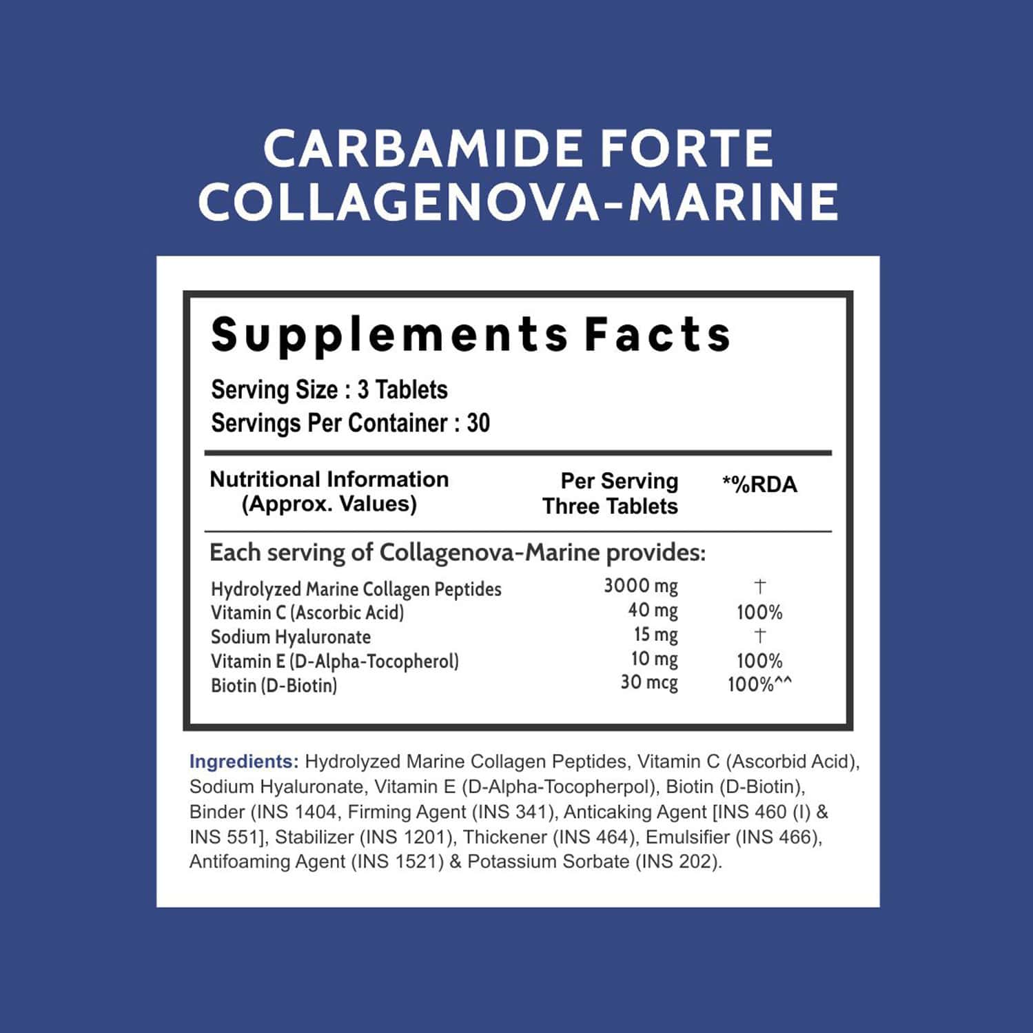 Buy CARBAMIDE FORTE MARINE COLLAGEN PEPTIDES 3000MG-90 TABLETS Online ...