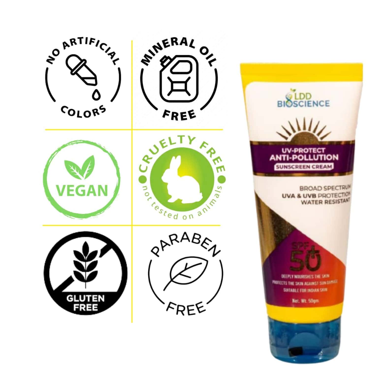 Buy LDD BIOSCIENCE ANTI -POLLUTION SUNSCREEN FOR FACE + BODY - 50 GM ...