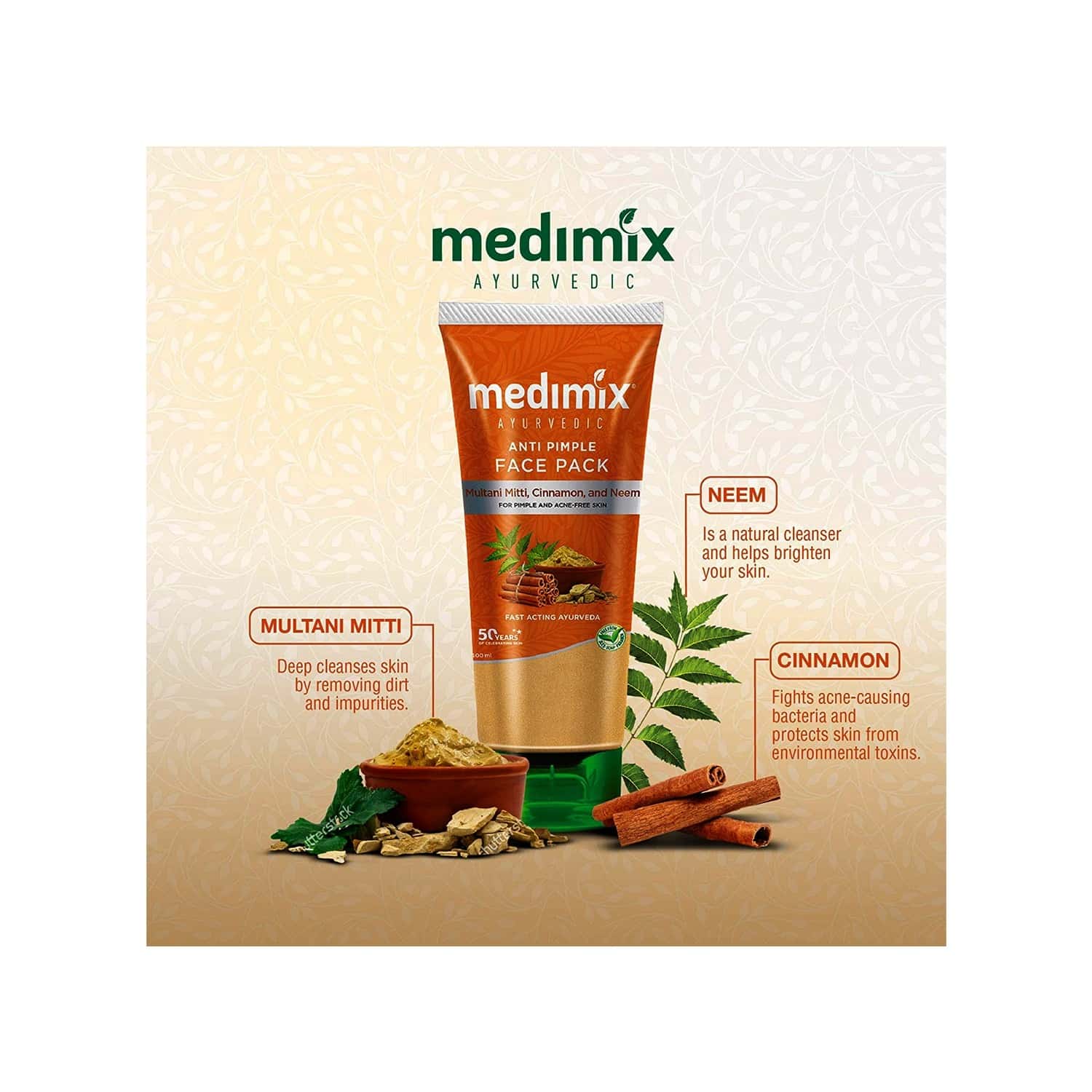 Buy Medimix Ayurvedic Anti Pimple Face Pack - 100ml Online & Get Upto ...