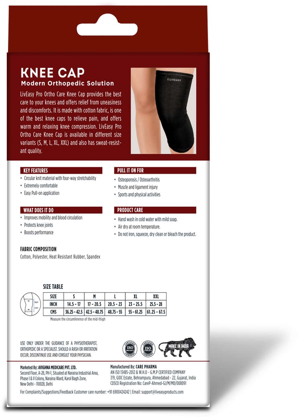 Buy LIVEASY PRO ORTHO CARE KNEE CAP - L Online & Get Upto 60% OFF at ...