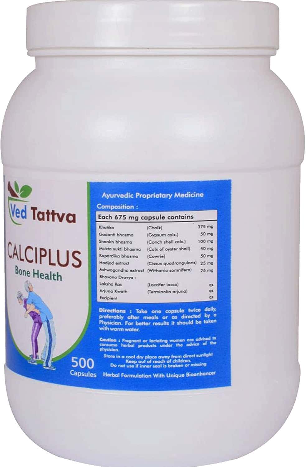 Buy VED TATTVA CALCIPLUS 500 CAPSULES (675 MG) - NATURAL CALCIUM ...