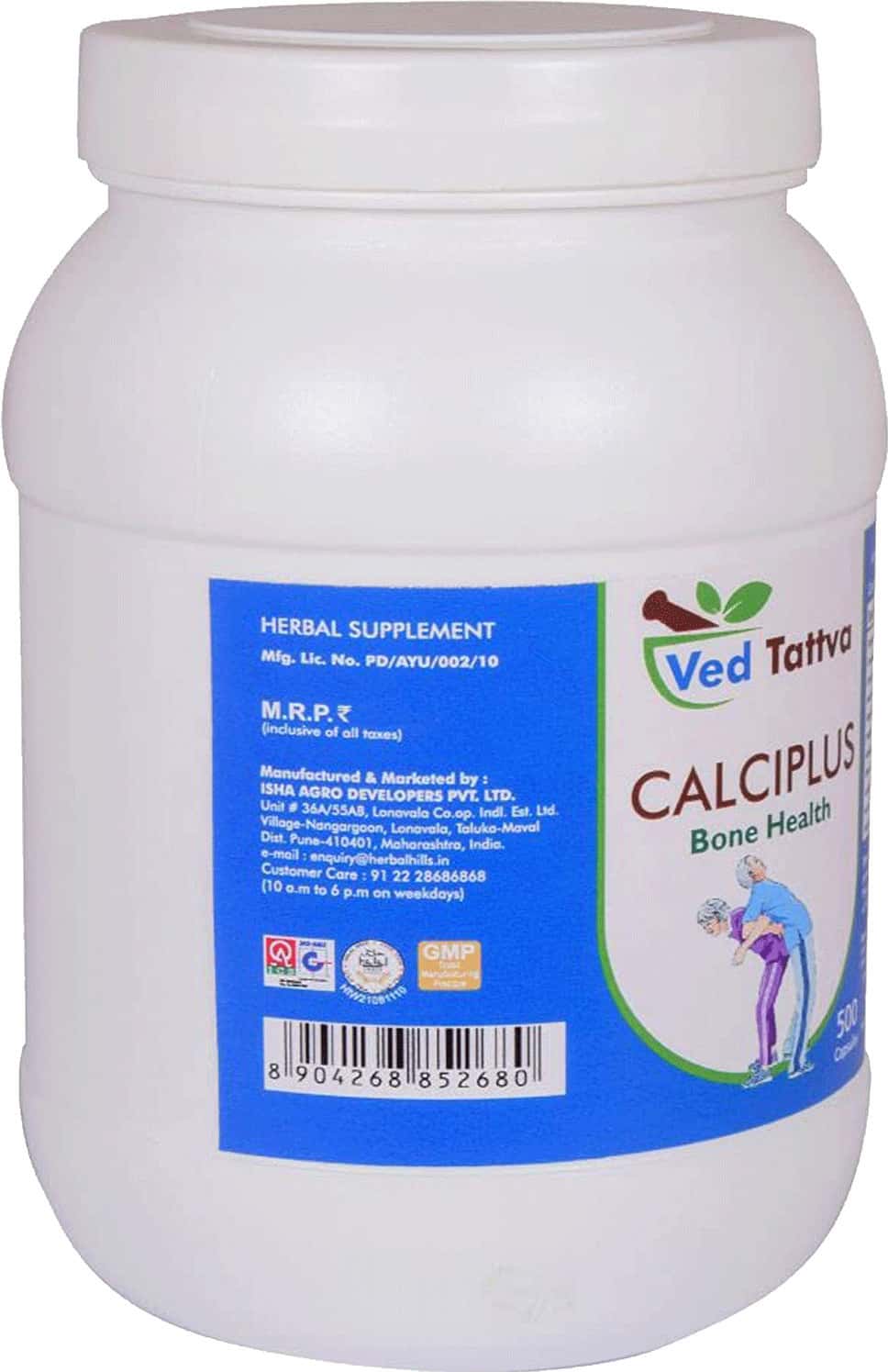 Buy VED TATTVA CALCIPLUS 500 CAPSULES (675 MG) - NATURAL CALCIUM ...