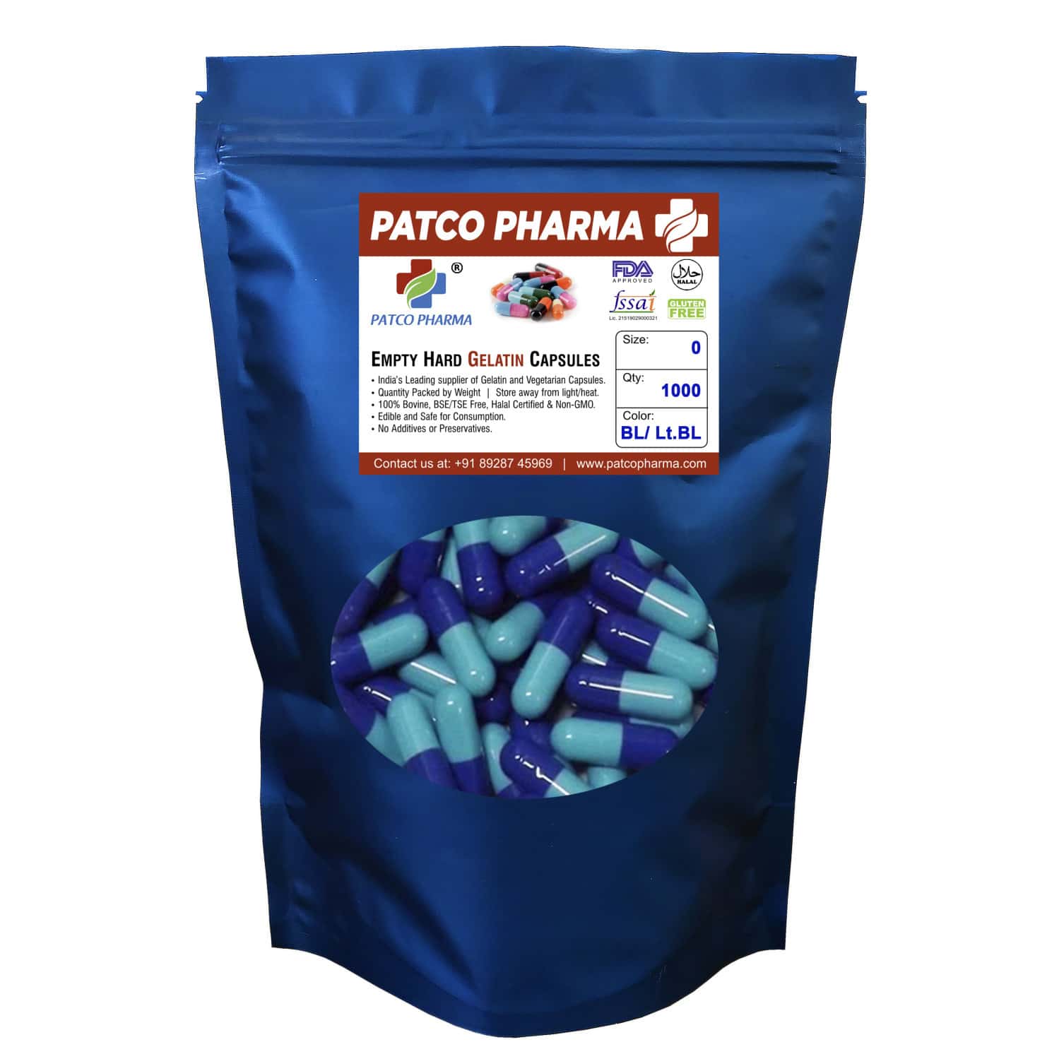 Buy PATCO PHARMA - SIZE 0 DARK BLUE/ LIGHT BLUE EMPTY GELATIN PILL ...