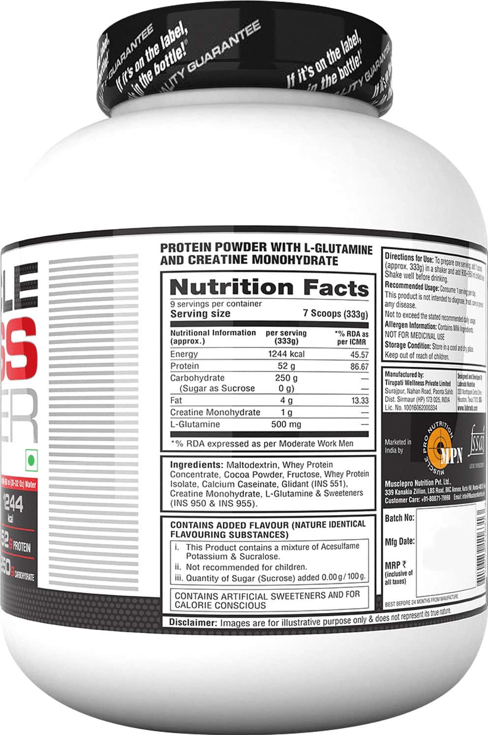 Buy LABRADA MUSCLE MASS GAINER POWDER - 6.6 LBS (3 KG) (CHOCOLATE ...