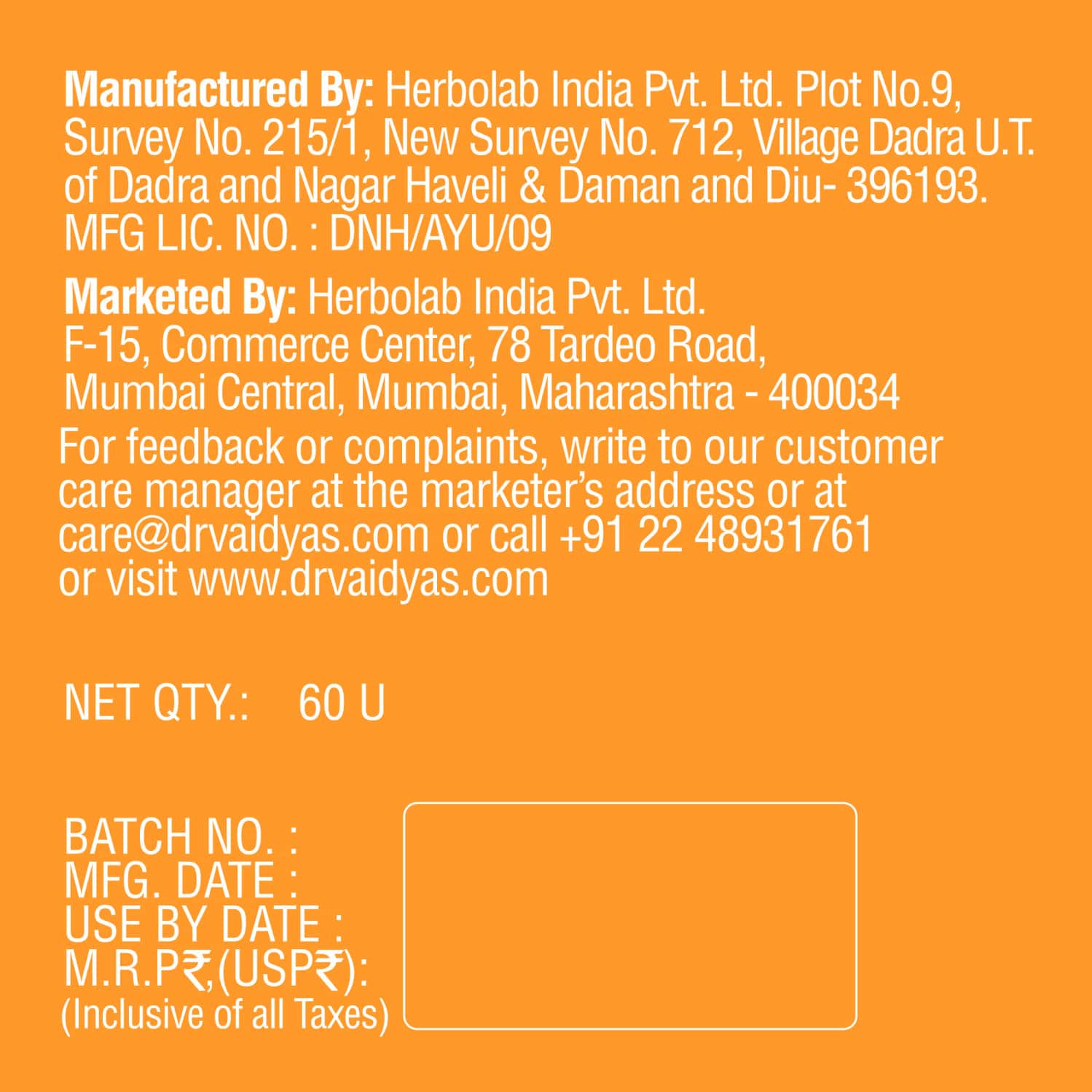 Buy DR. VAIDYA'S SHUDDHA HALDI TABLET 60S P2 Online & Get Upto 60% OFF ...