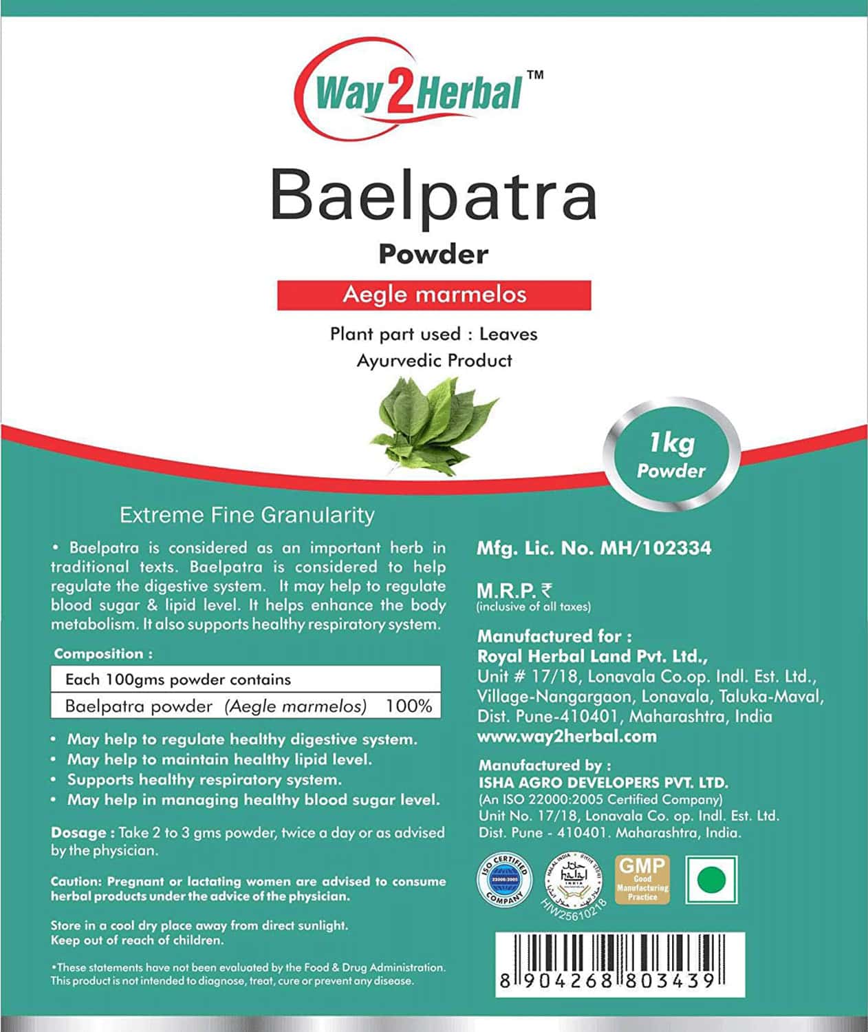 Buy WAY2HERBAL BAELPATRA POWDER | BAEL LEAVES POWDER | AEGLE MARMELOS ...
