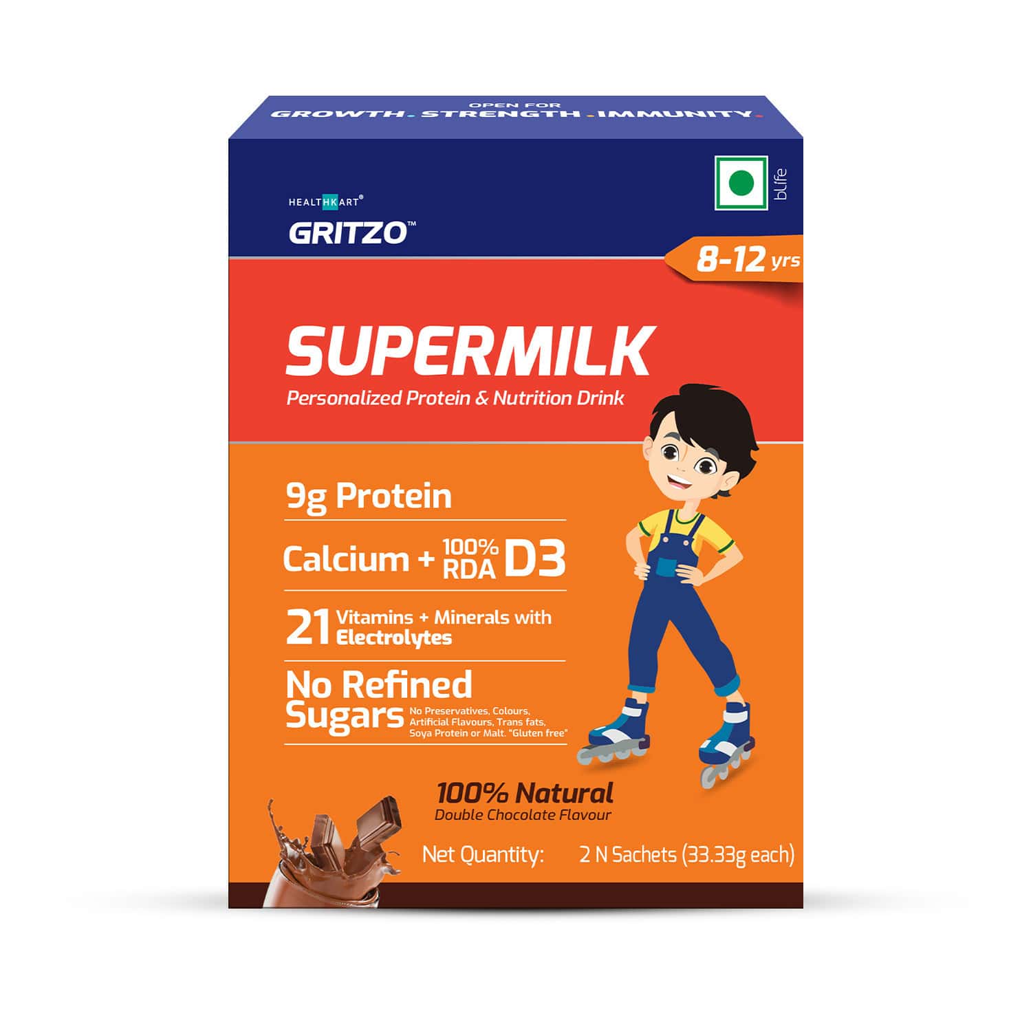 Buy GRITZO SUPERMILK 8-12 Y (YOUNG ATHLETES), TRIAL PACK, 100% NATURAL ...