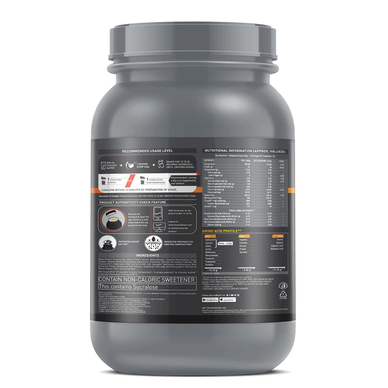 Buy MUSCLEBLAZE BIOZYME WHEY PROTEIN PR WITH 30G PROTEIN, 3G CREATINE ...