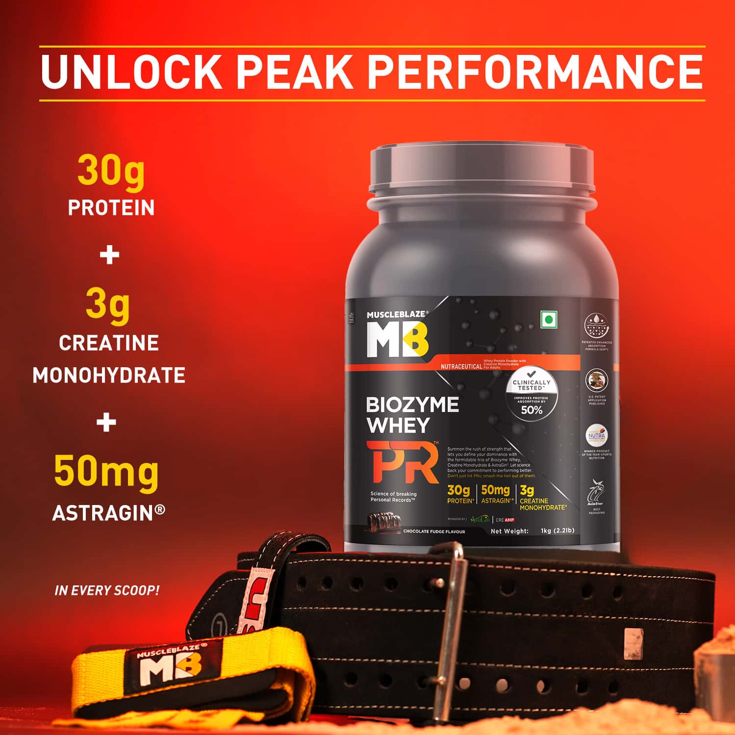 Buy MUSCLEBLAZE BIOZYME WHEY PROTEIN PR WITH 30G PROTEIN, 3G CREATINE ...
