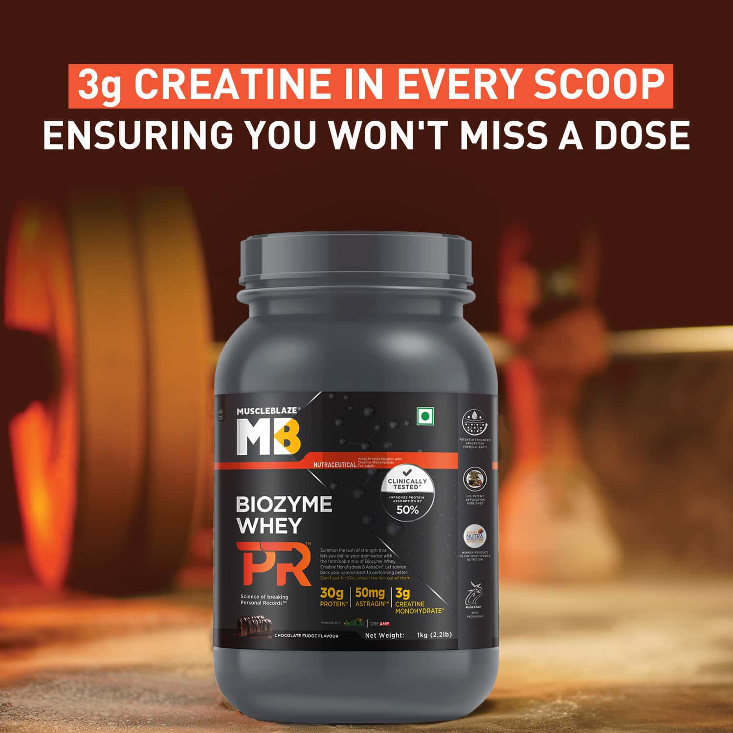 Buy MUSCLEBLAZE BIOZYME WHEY PROTEIN PR WITH 30G PROTEIN, 3G CREATINE ...