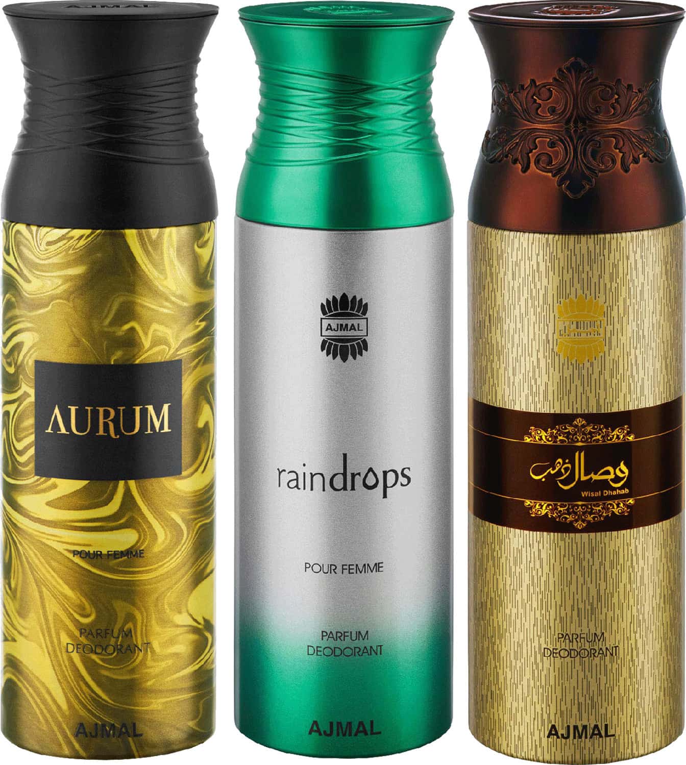 Buy AJMAL AURUM & CARBON & WISAL DAHAB DEODORANT PERFUME - FOR MEN ...