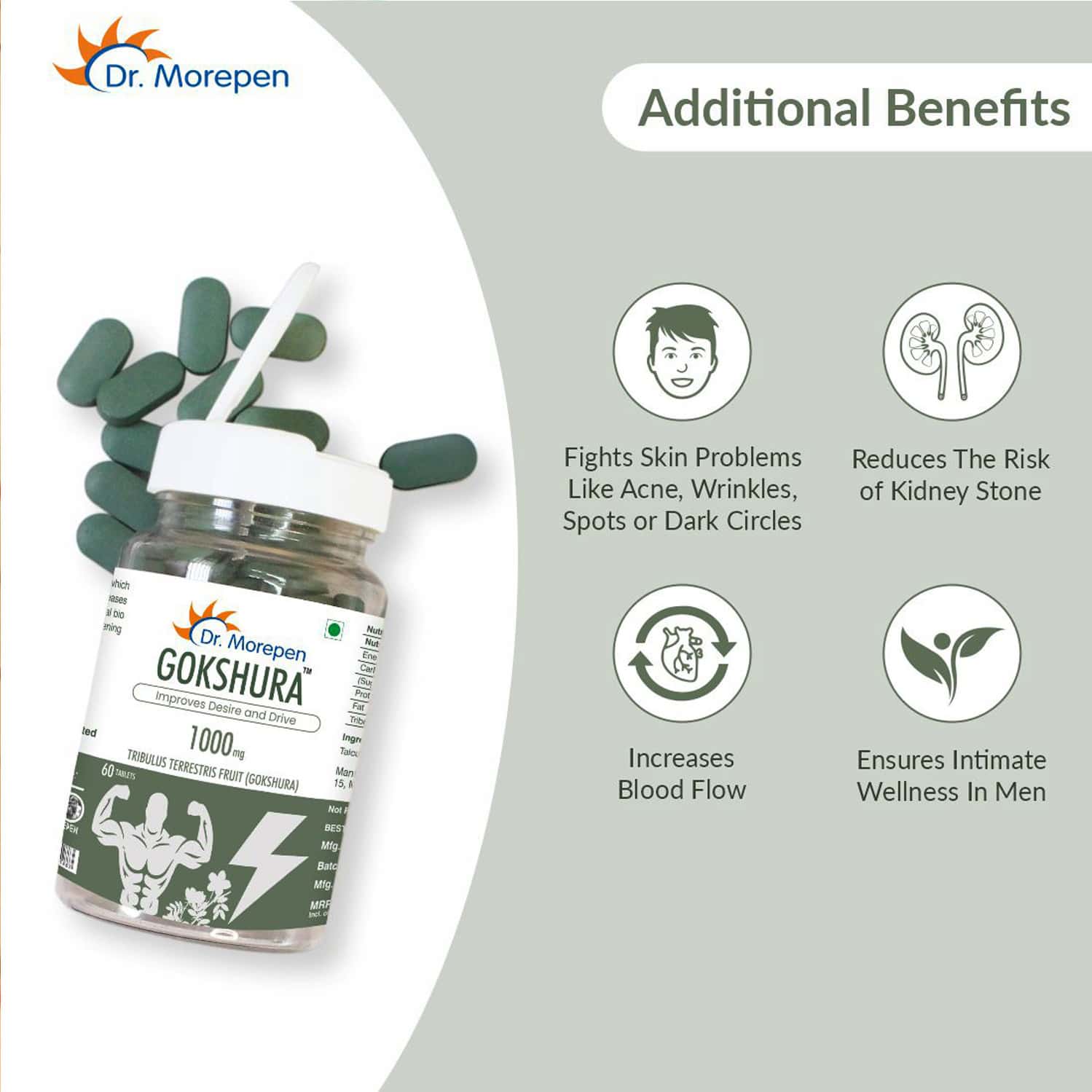 Buy DR. MOREPEN GOKSHURA TABLETS FOR MEN TRIBULUS TERRESTRIS FOR VIGOUR ...