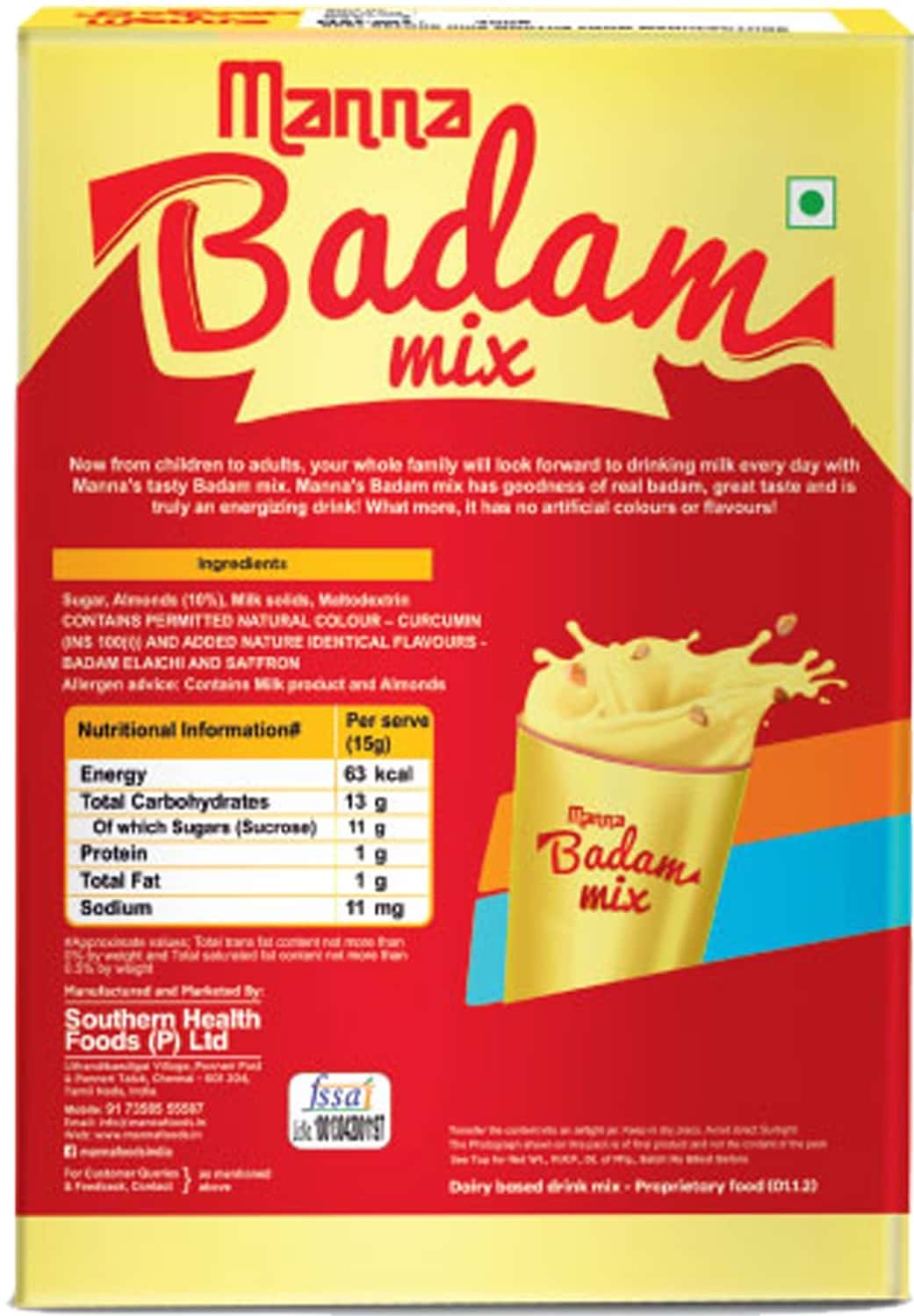 Buy MANNA BADAM MIX 200G BOX | BADAM DRINK MIX WITH REAL BITS OF BADAM ...