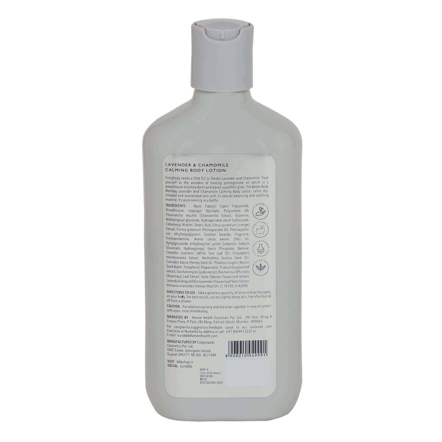 Buy BBB BETTER BODY BOMBAY LAVENDER & CHAMOMILE CALMING BODY LOTION ...