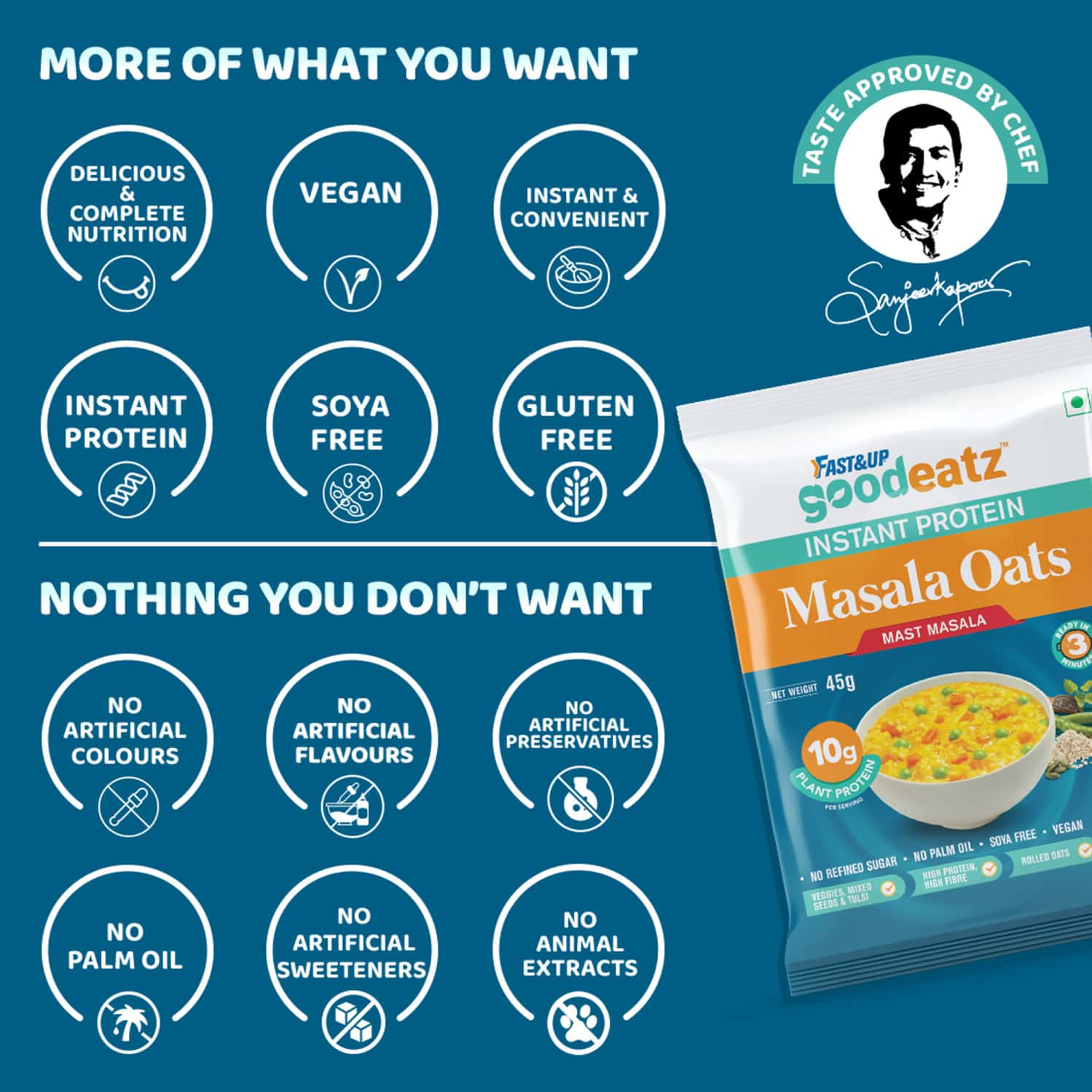 Buy FAST&UP GOODEATZ INSTANT PROTEIN MASALA OATS MAST MASALA PACK OF 6 ...