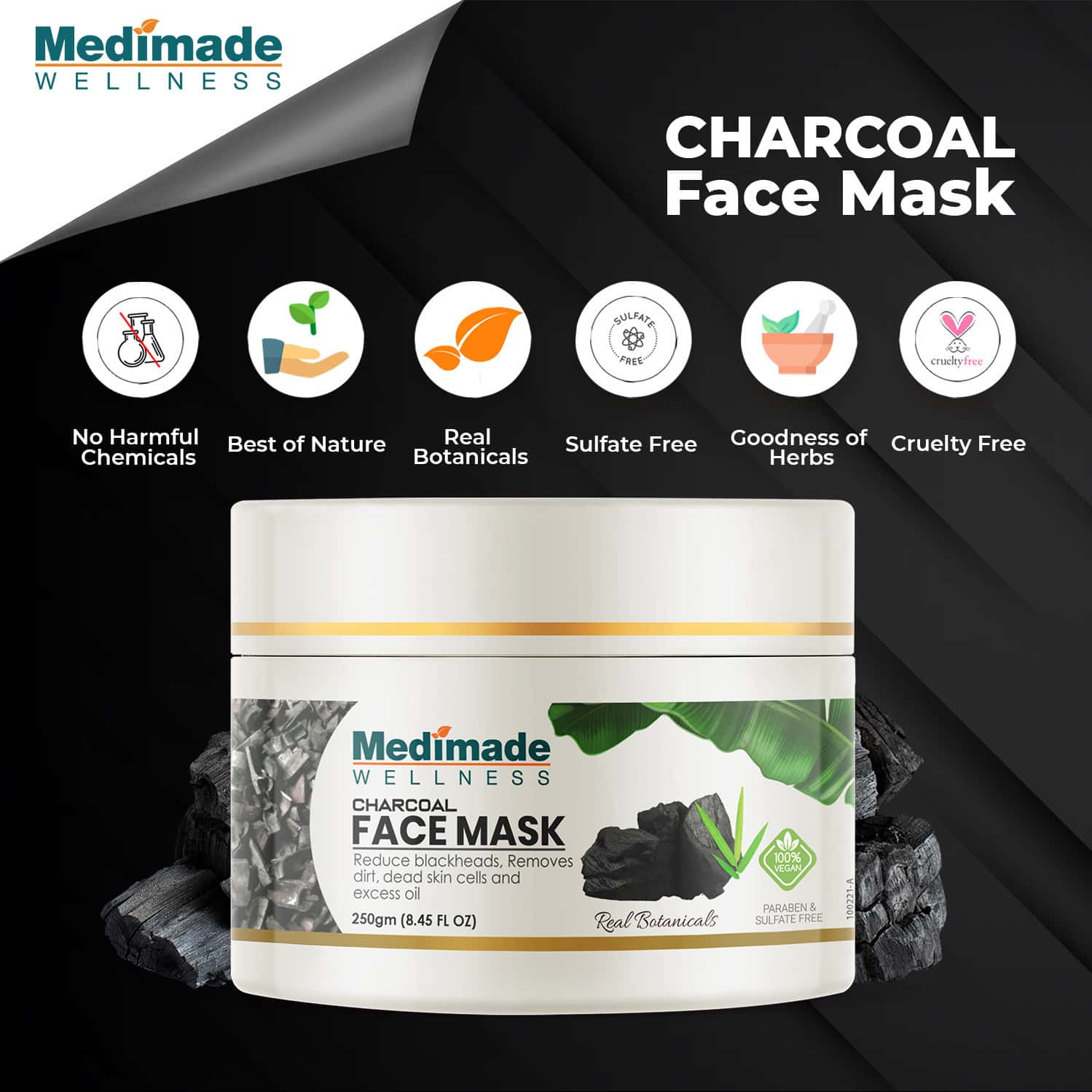 Buy MEDIMADE ACTIVATED CHARCOAL FACE MASK - 250 GM Online & Get Upto 60 ...