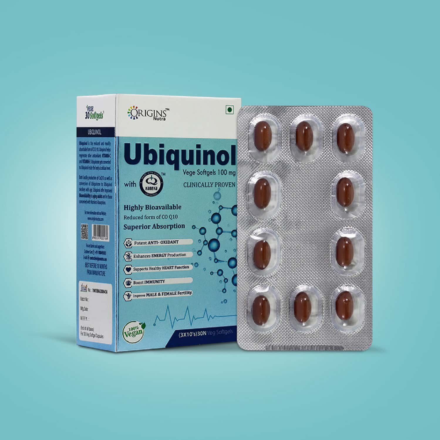 Buy ORIGINS NUTRA UBIQUINOL (100 MG) REDUCED COQ10 (30 SOFTGELS) Online ...