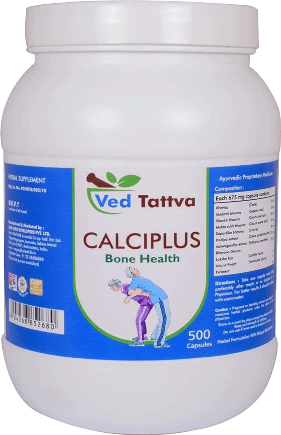 Buy VED TATTVA CALCIPLUS 500 CAPSULES (675 MG) - NATURAL CALCIUM ...
