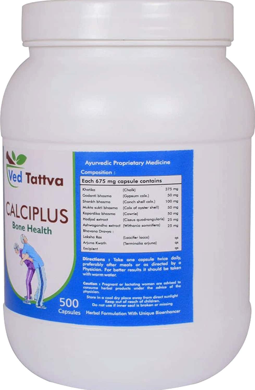 Buy VED TATTVA CALCIPLUS 500 CAPSULES (675 MG) - NATURAL CALCIUM ...