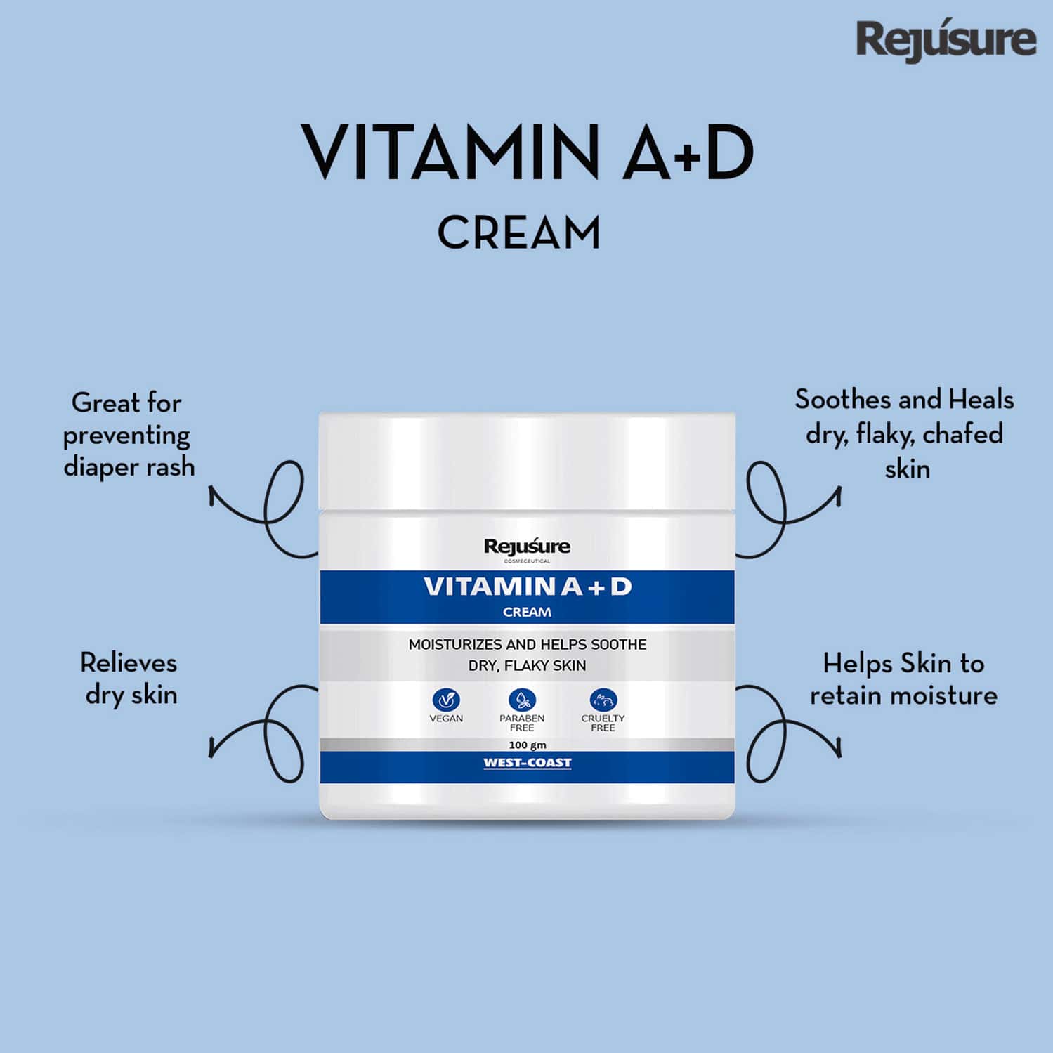 Buy REJUSURE VITAMIN A + D CREAM MOISTURIZES & SOOTHE DRY & FLAKY SKIN ...