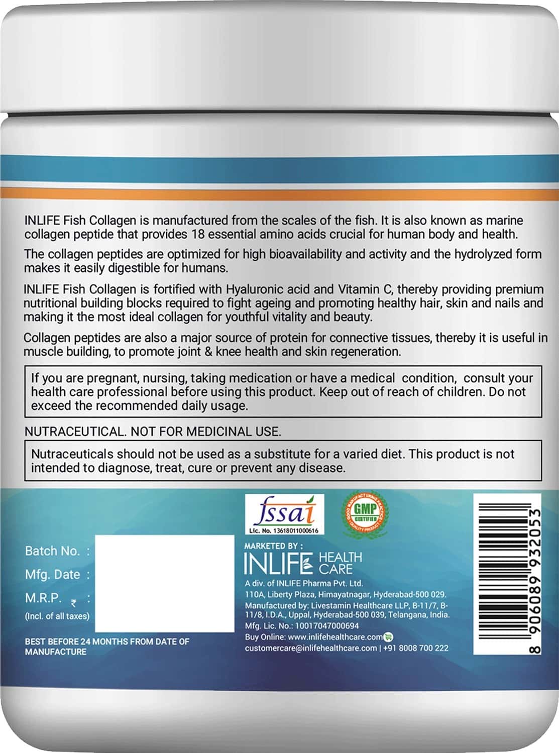 Buy INLIFE HYDROLYZED MARINE FISH COLLAGEN PEPTIDES POWDER WITH BIOTIN ...
