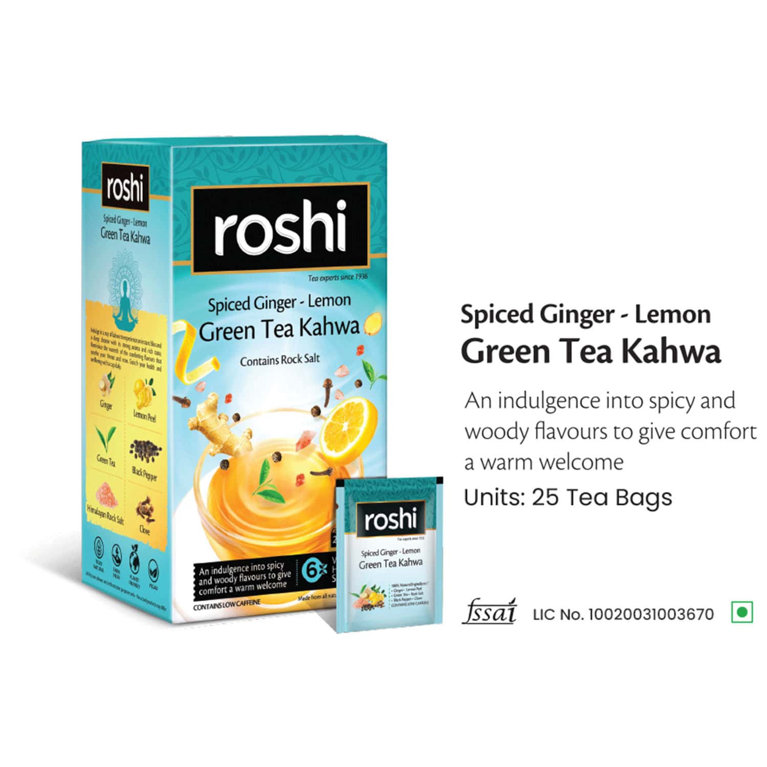 Buy ROSHI GREEN TEA KAHWA - 25 TEA BAGS Online & Get Upto 60% OFF at ...