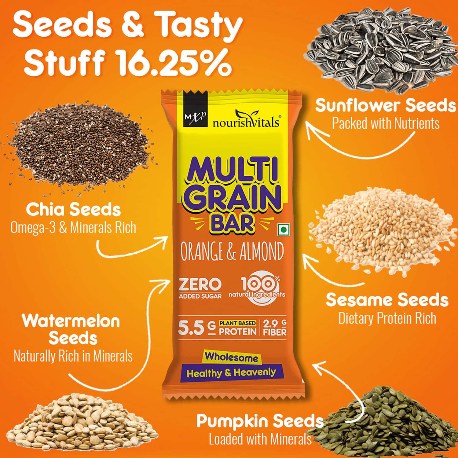 Buy NOURISHVITALS MULTIGRAIN ORANGE & ALMOND BAR NATURALLY RICH IN ...