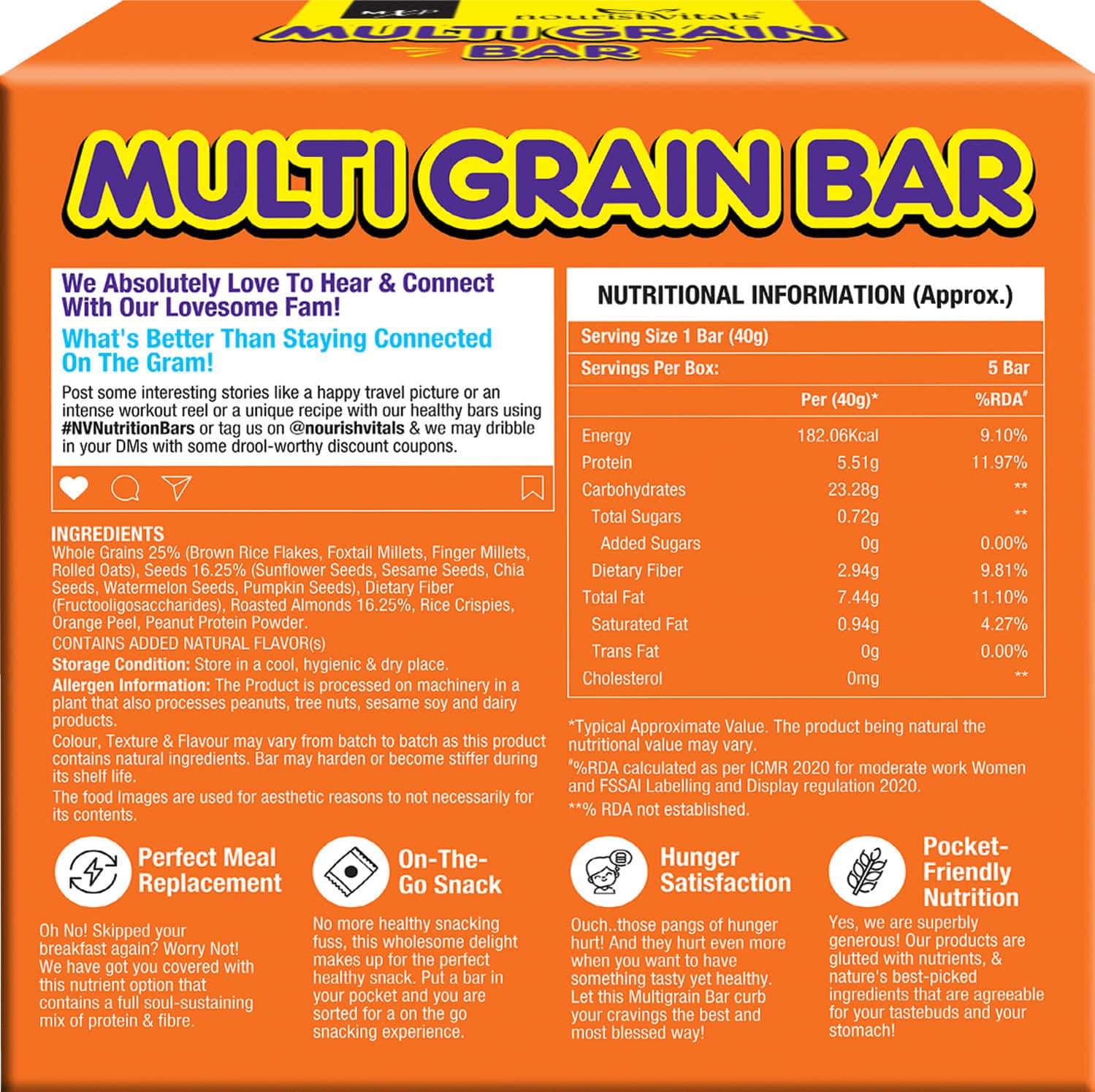 Buy NOURISHVITALS MULTIGRAIN ORANGE & ALMOND BAR NATURALLY RICH IN ...