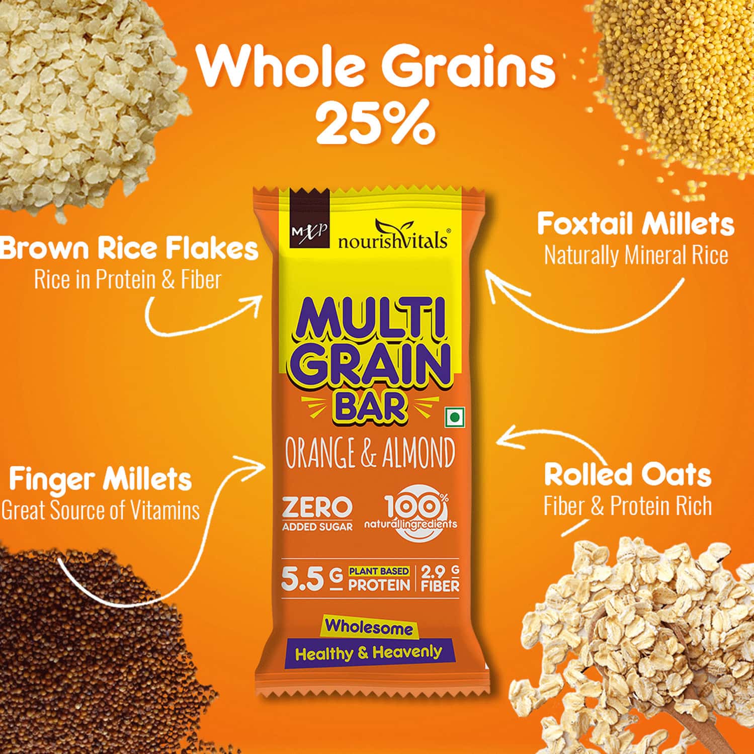 Buy NOURISHVITALS MULTIGRAIN ORANGE & ALMOND BAR NATURALLY RICH IN ...