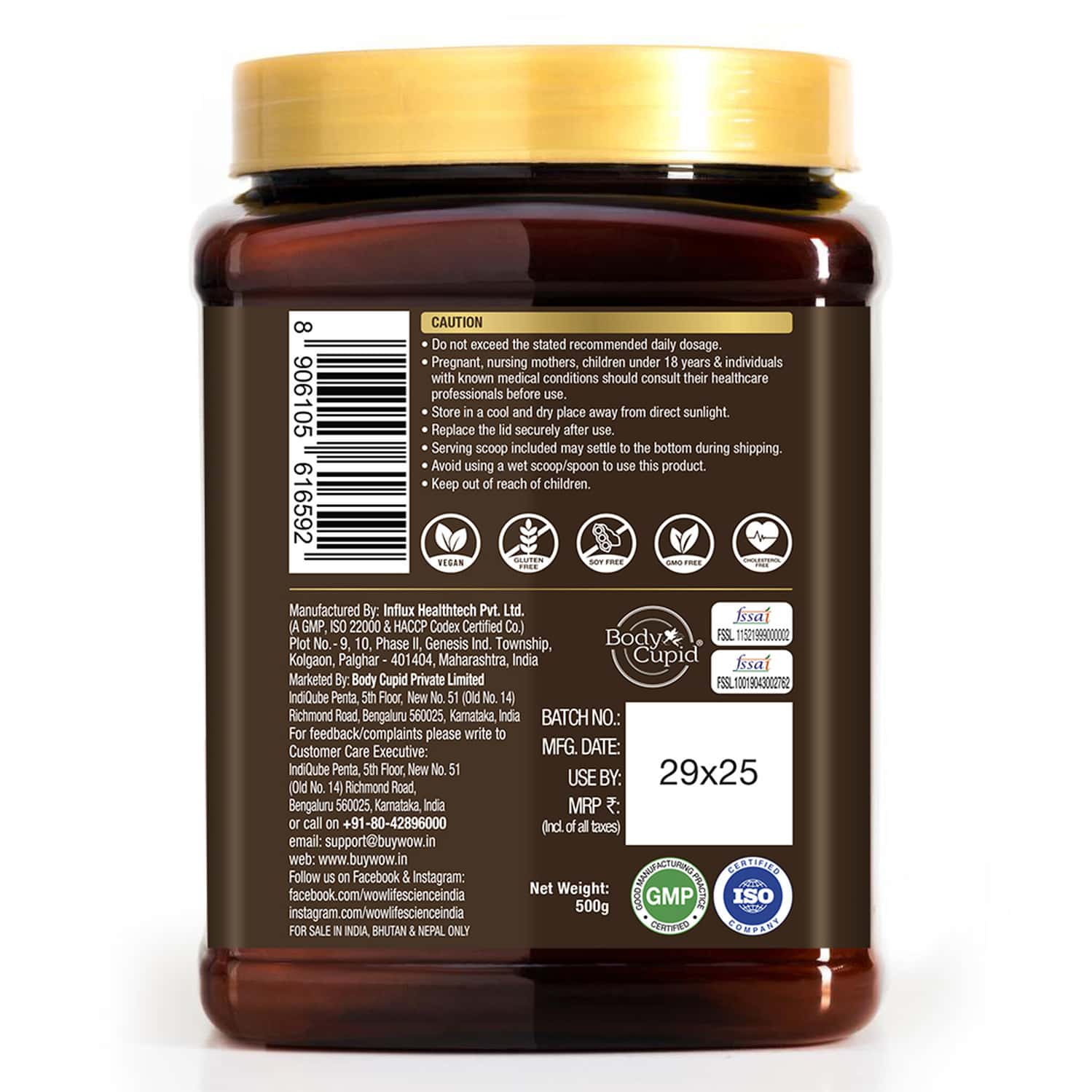 Buy WOW LIFE SCIENCE PLANT PROTEIN POWDER - MADE FROM PEA & BROWN RICE ...