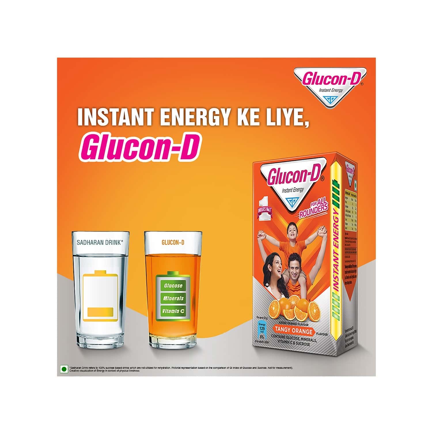 Buy Glucon-D Tangy Orange Health Drink Refill Of 125 G Online & Get ...