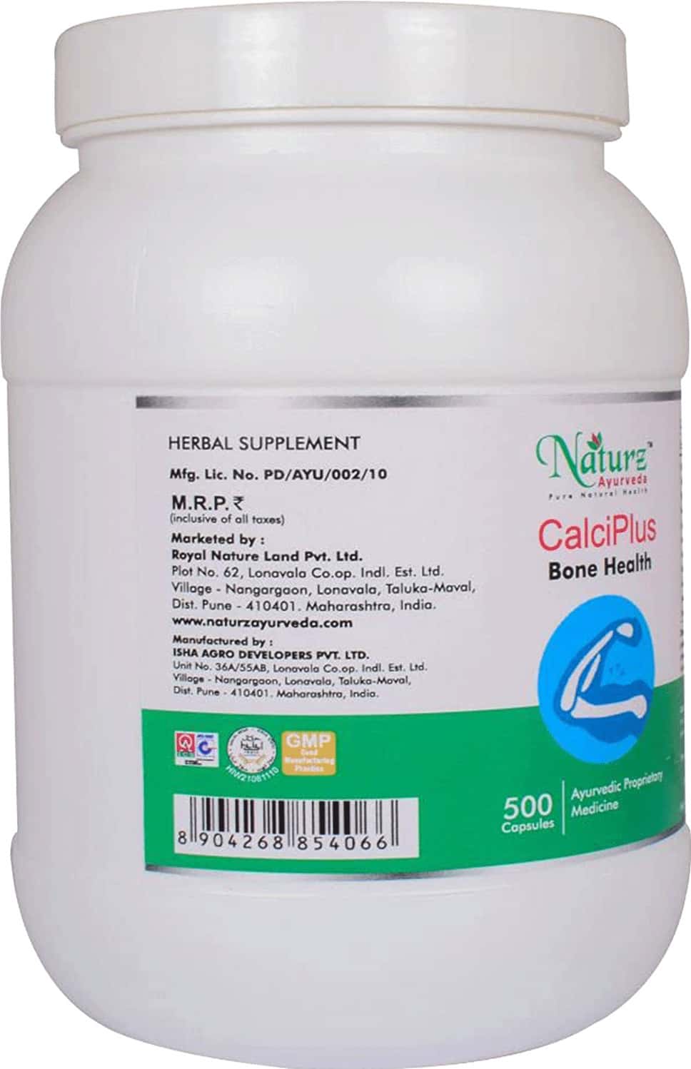 Buy NATURZ AYURVEDA CALCIPLUS - 500 CAPSULES (PACK OF 2) Online & Get ...