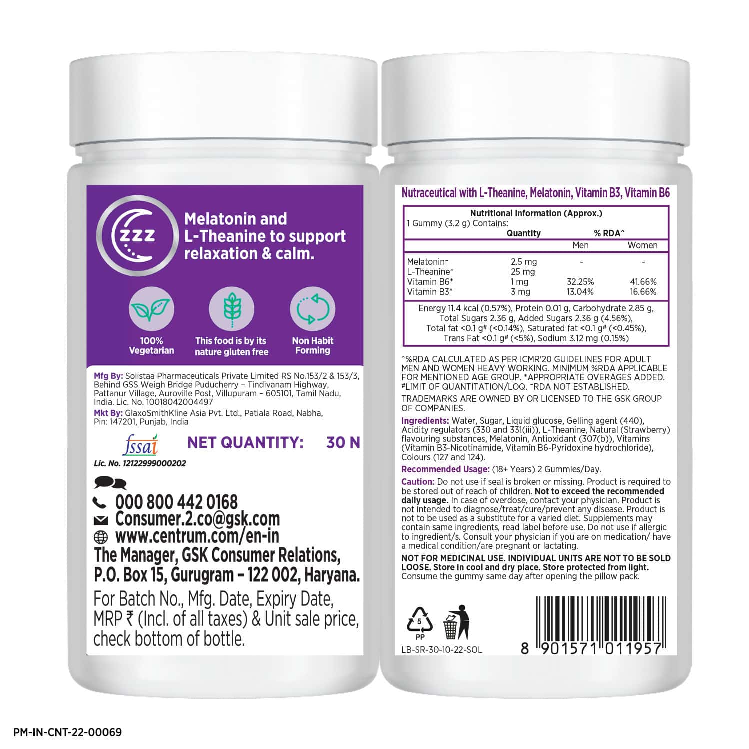 Buy CENTRUM SLEEP AND REFRESH GUMMIES, 30S 100% VEG WORLD'S 1 ...