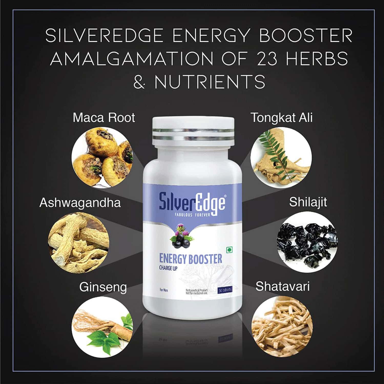 Buy SILVEREDGE ENERGY BOOSTER (CHARGE UP) FOR MEN, 30 TABLETS Online ...