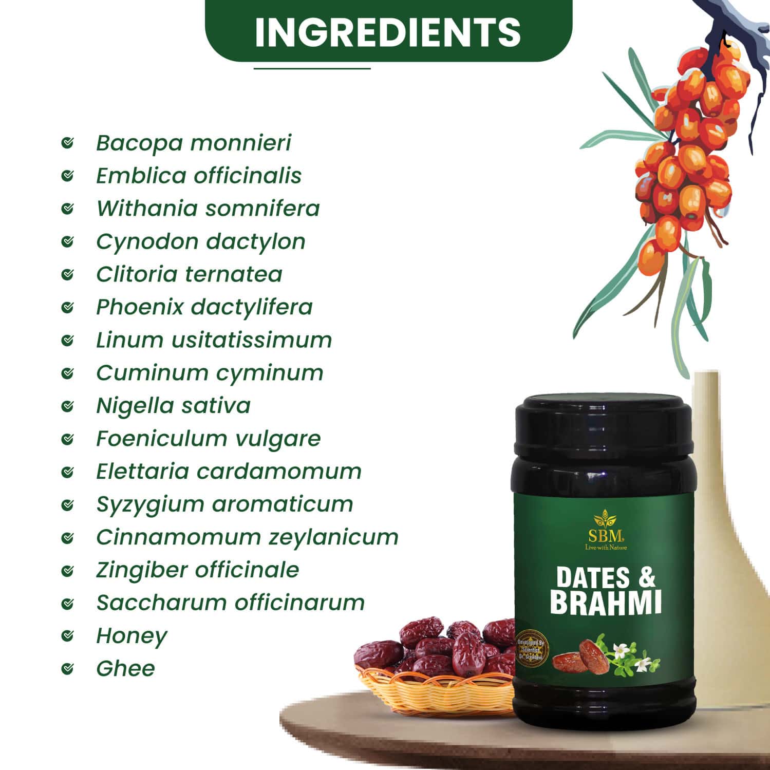 Buy SBM AYUR DATES & BRAHMI LEHYAM HERBAL JAM 450G Online & Get Upto 60 ...