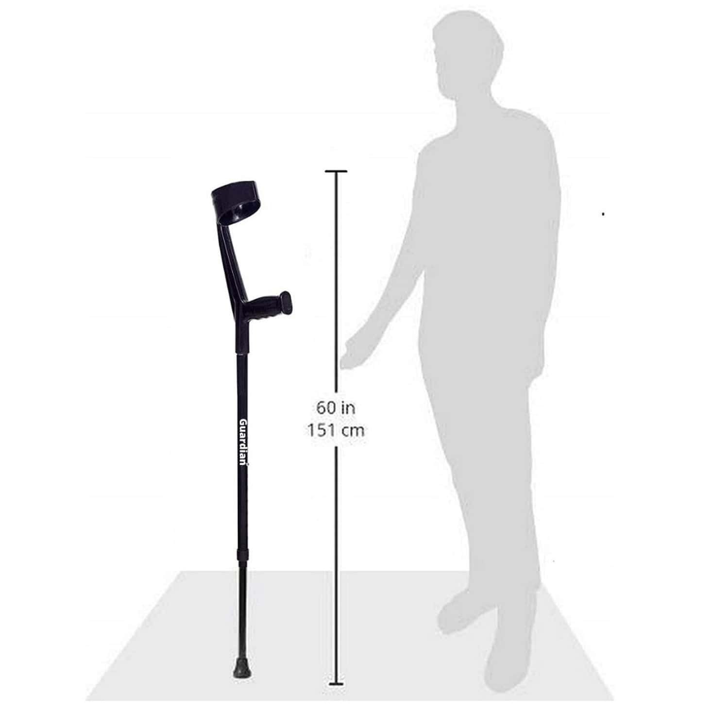 Buy GUARDIAN ELBOW WALKING STICK FOR PATIENTS, ADJUSTABLE, STEEL, BLACK ...