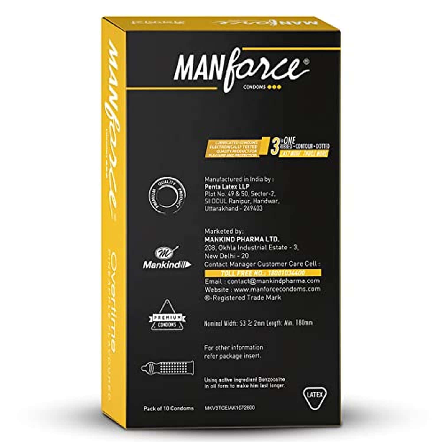 Buy MANFORCE OVERTIME PINEAPPLE CONDOMS 10 PCS X PACK OF 5 Online & Get Upto 60% OFF at PharmEasy