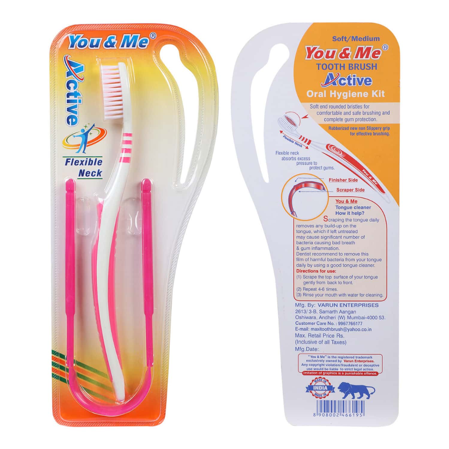 Buy YOU & ME ACTIVE TOOTHBRUSH & TONGUE CLEANER-ORAL HYGIENE KIT (PACK ...