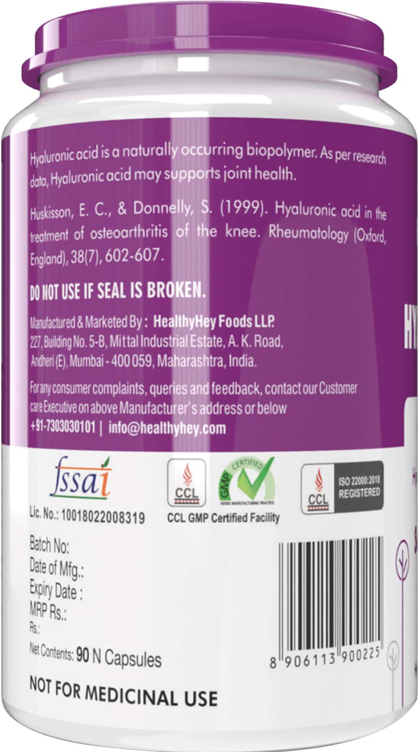 Buy HEALTHYHEY NUTRITION HYALURONIC ACID 2X PLUS VEG CAPSULES - 90 ...