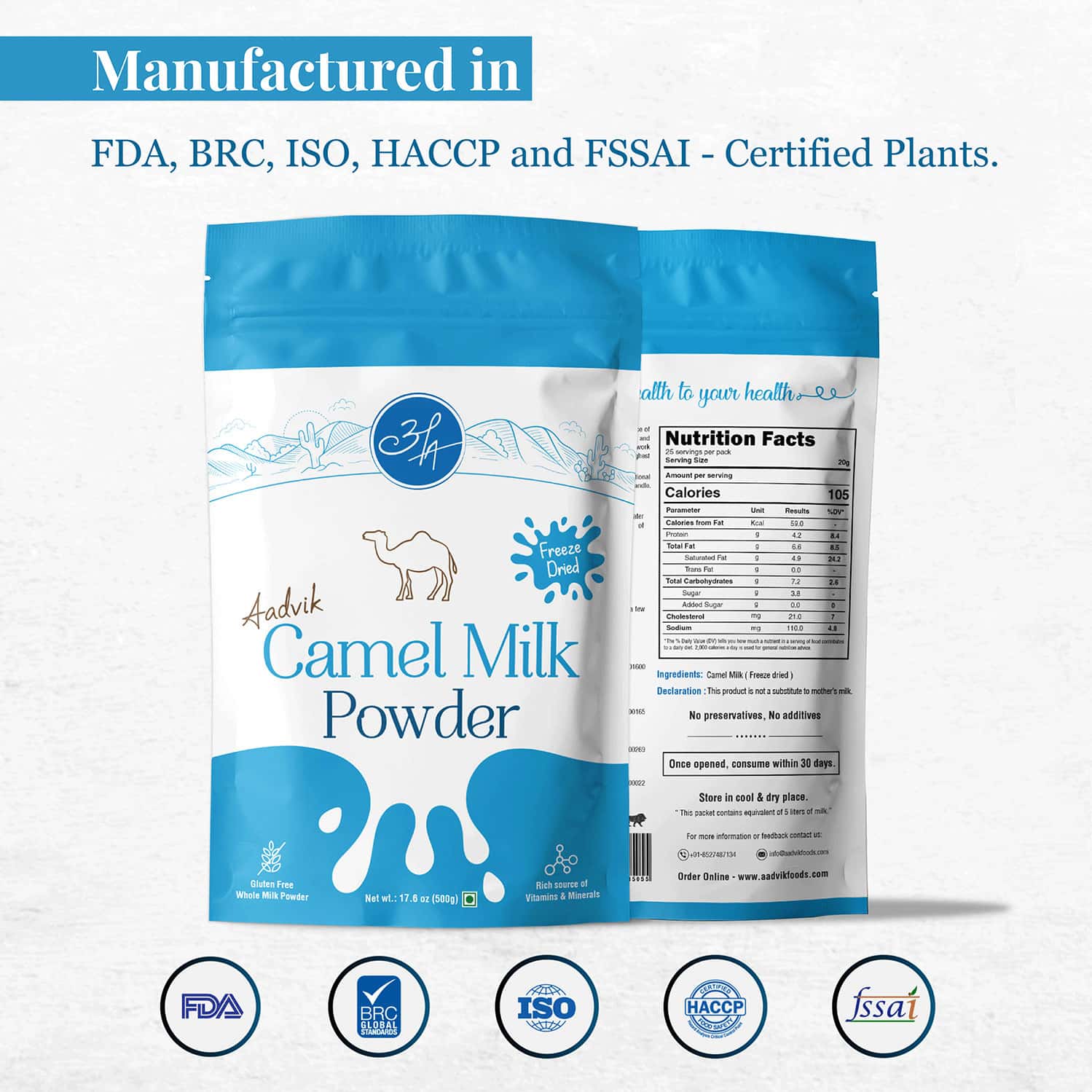 Buy AADVIK CAMEL MILK POWDER - 100% PURE & NATURAL FREEZE DRIED - 500G ...