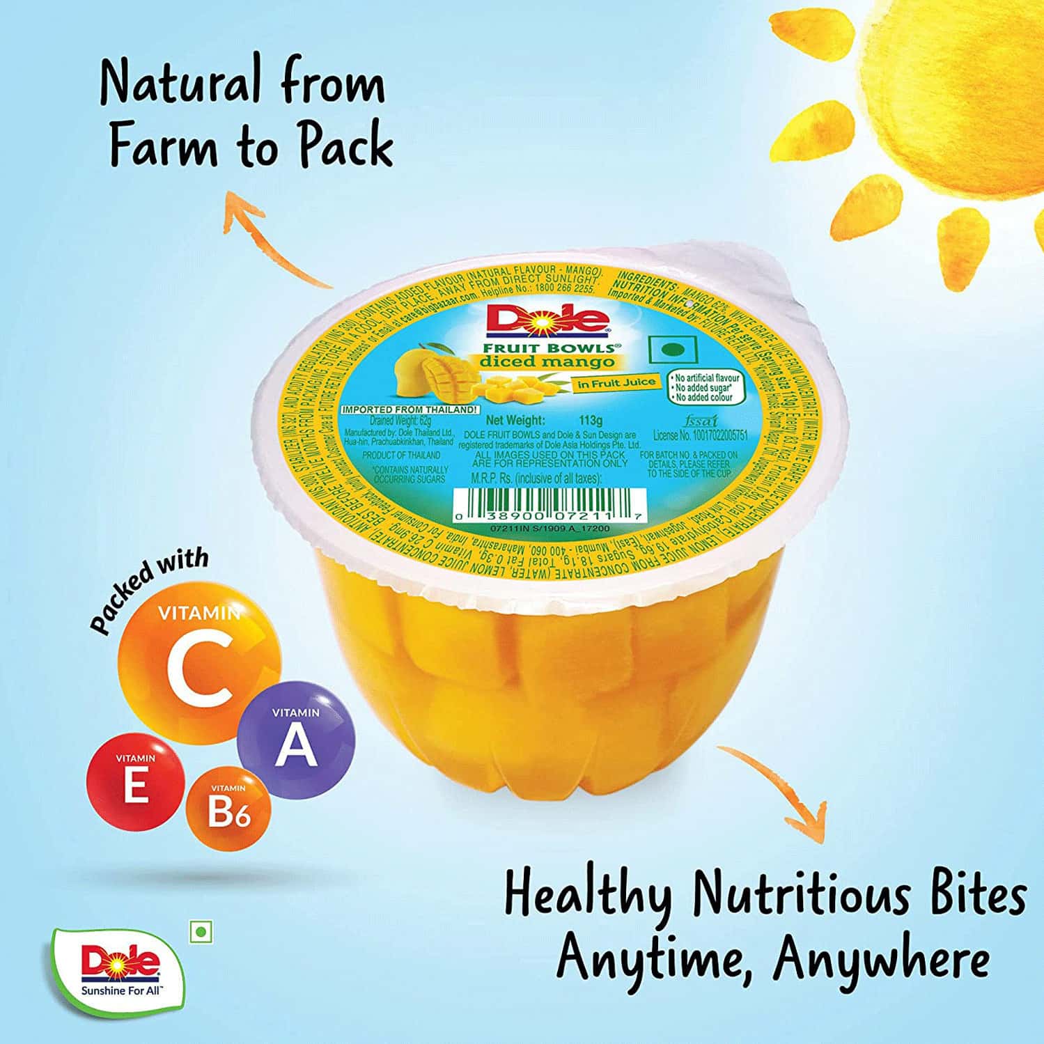 Buy DOLE FRUIT BOWLS DICED MANGO IN FRUIT JUICE NO ADDED SUGAR 113G PER ...